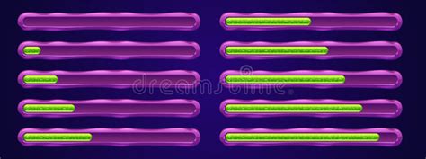 Game Ui Loading Progress Bars Cartoon Vector Set Stock Vector Illustration Of Button Health