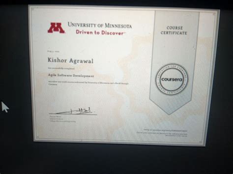 Kishor Agrawal On Linkedin Completion Certificate For Agile Software
