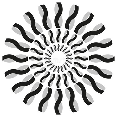 Wave Spiral Pattern Abstract Radial Symmetry Optical Illusion Effect Black And White Contrast