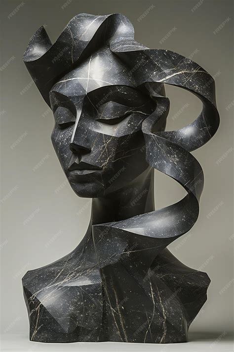 A Black Marble Sculpture Of A Woman Shaped With Abstract Form And Low