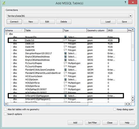 Data Cant Import Certain Tables From Sql Server To Qgis Geographic