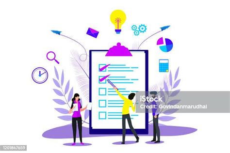 웹 페이지 또는 웹 사이트에 대한 체크리스트에 비즈니스 계획 및 전략 방문 계획에 대한 스톡 벡터 아트 및 기타 이미지 계획 설계도 서류 작업 Istock