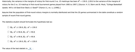 solved 7 hypothesis testing about a population variance