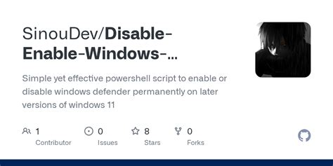 Github Sinoudevdisable Enable Windows Defender Permanently Simple