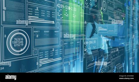 Image Of Data Processing African American Female It Technician And Laptop By Computer Servers