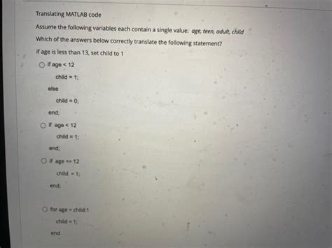 Solved Translating Matlab Code Assume The Following