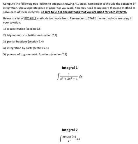 Solved Compute The Following Two Indefinite Integrals
