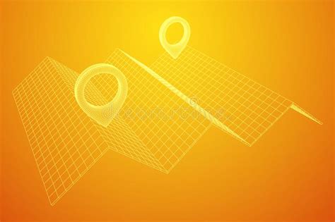 Geo Map Pin With Folding Map Wireframe Mesh Stock Vector Illustration Of Cartography