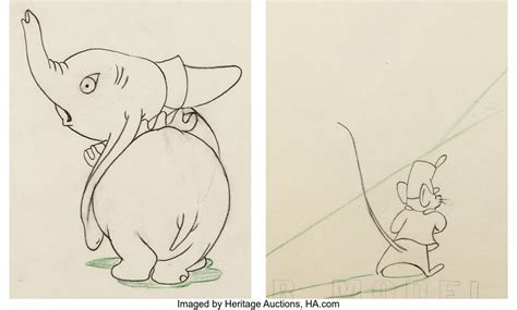 Dumbo Timothy Mouse And Dumbo Animation Drawing Color Model Group Lot