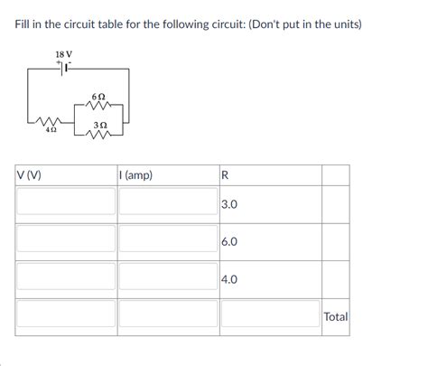 Solved Fill In The Circuit Table For The Following Circuit