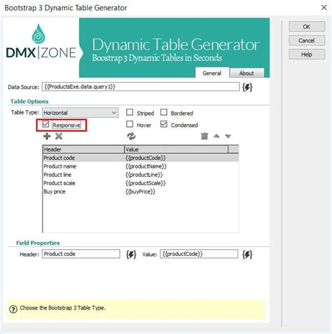 Bootstrap 3 Dynamic Table Generator Reference Articles DMXzone COM