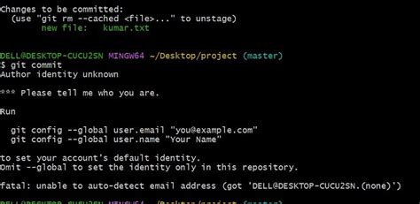 I Am Trying To Commit A File In Git Hub Using Git Commit But Prompting