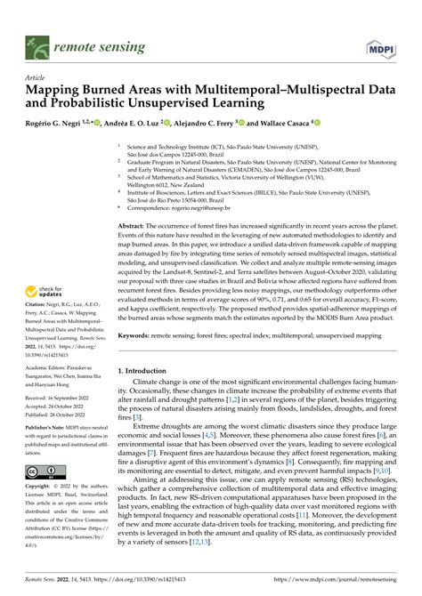 Pdf Mapping Burned Areas With Multitemporalmultispectral Data And