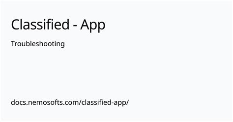 Troubleshooting Classified App