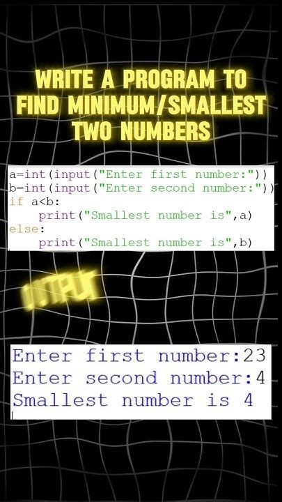 Write A Program To Find Minimumsmallest Two Numberspythonidlecoding