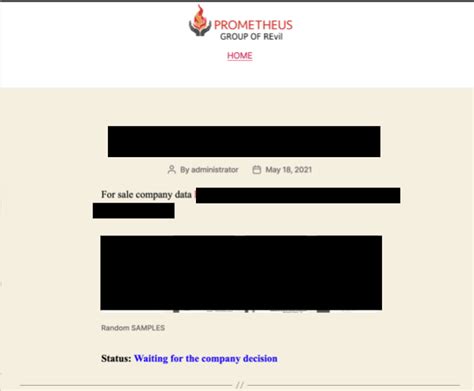 Prometheus Ransomware Gang A Group Of REvil