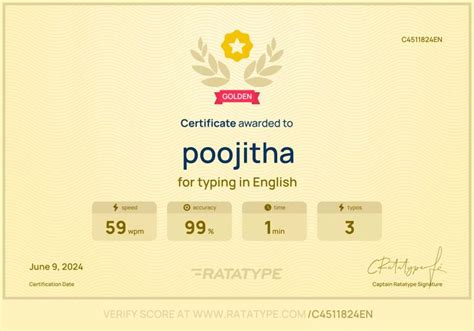 Jinka Poojitha On Linkedin Typingskills Ratatype Certification