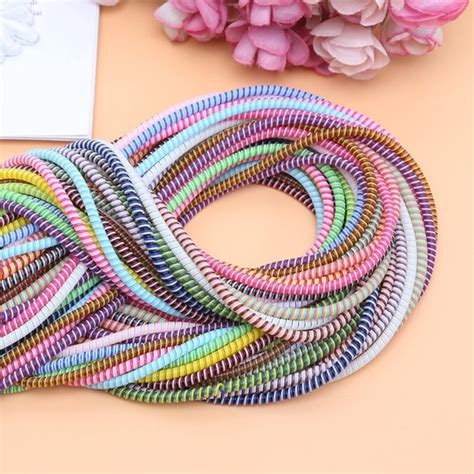 50cm Spiral Usb Charge Cord Earphone Cable Protector Saver Cover Wire Winder Leak Brake