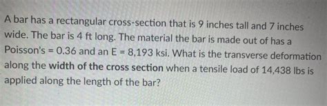 Solved A Bar Has A Rectangular Cross Section That Is Chegg