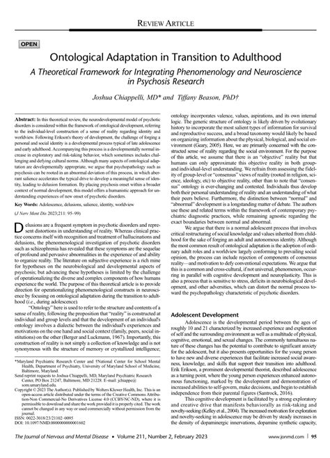 Pdf Ontological Adaptation In Transition To Adulthood A Theoretical Framework For Integrating
