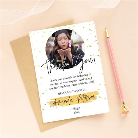 Graduation Thank You Card Template Personalized Graduation Card With