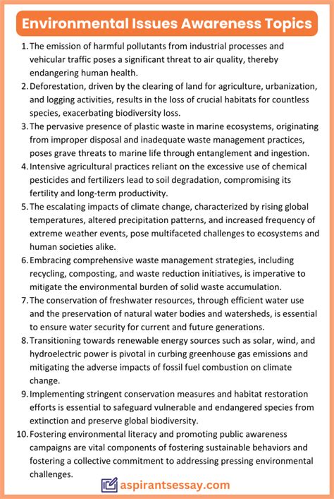 10 Lines On Environmental Issues Awareness Topics In English