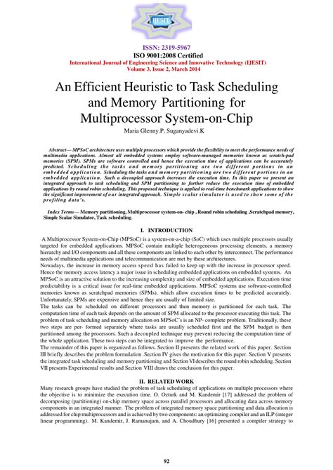 pdf an efficient heuristic to task scheduling and memory partitioning