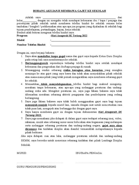 Borang Gajet Sekolah Hari Anugerah 2022 Pdf