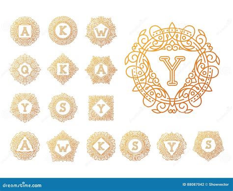 Monogram Bage Logo Vector Illustration Text Letter Nature Leaf Badge