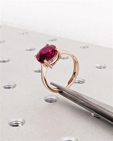 Ruby Ring Unique Engagement Ring Solitaire Ring Round Ruby Ring Ru