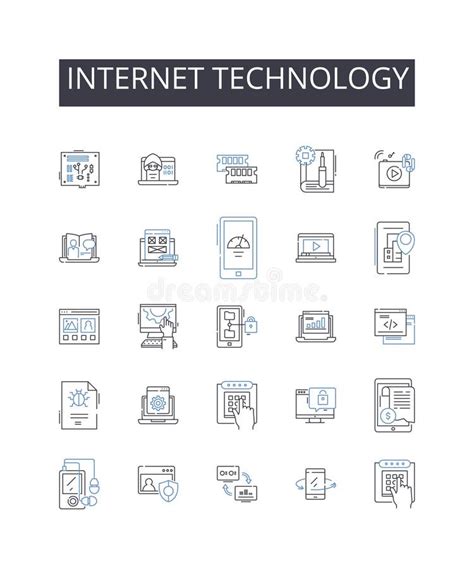 Internet Technology Line Icons Collection Computer Hardware Social