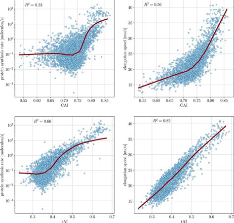 Codon Usage Metrics Cai And Tai Against Modelled Protein Synthesis
