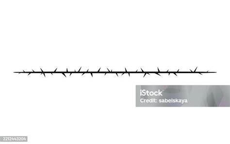 철조망 가시가 많은 직선 검은 선 벡터 경계 미늘 스트라이프 날카로운 울타리 스파이크가 있는 식물 줄기 고딕 패턴 0명에 대한 스톡 벡터 아트 및 기타 이미지 Istock