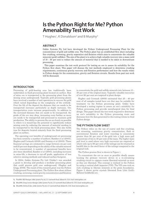Python Amenability Test Work Gekko Systems