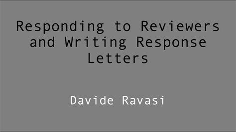 Responding To Reviewers And Writing Response Letters YouTube