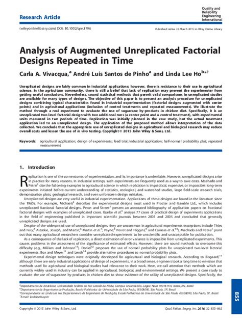 Pdf Analysis Of Augmented Unreplicated Factorial Designs Repeated In Time
