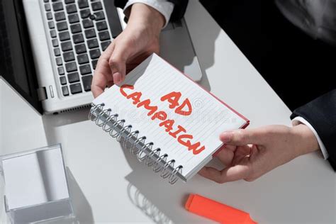 Sign Displaying Ad Campaign Business Concept Promotion Of Specific Product Or Service Through