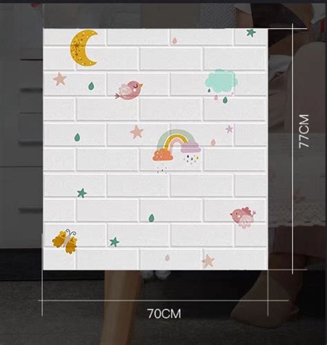 วอลเปปอร์ มีกาวในตัว ติดตั้งง่าย วอลเปเปอร์ติดผนัง วอลเปเปอร์ 3 มิติ แผ่นใหญ่ ขนาด7077cm วอลเปเ