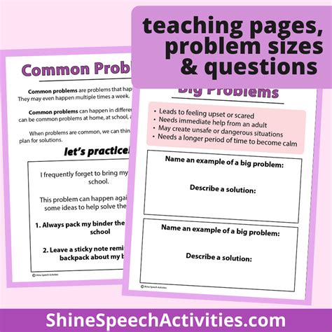 Problems And Solutions With Problem Size Shine Speech Activities