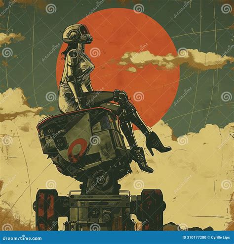 Robotic Conquest A Tiny Robot Perched On The Shoulder Of A Towering