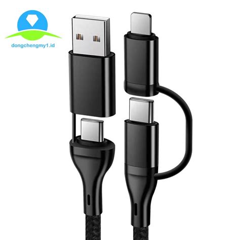 Dây Cáp Sạc Nhanh Pd 4 Trong 1 Đa Năng Type C Sang Type C Đen