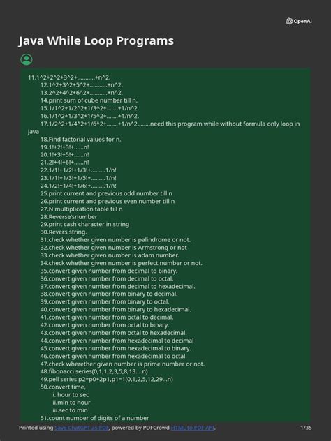 Java While Loop Programs Pdf