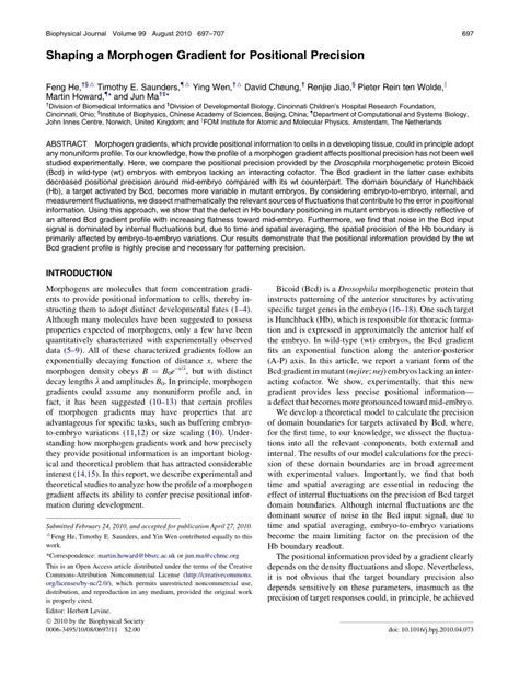 Pdf Shaping A Morphogen Gradient For Positional Precision