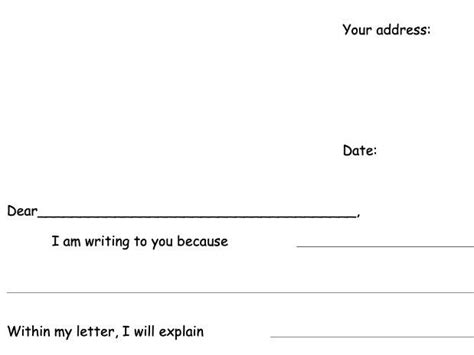 Letter Writing Frame With Sentence Starters Teaching Resources