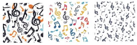 Notes And Clefs Melody Seamless Pattern Hand Drawn Sketches Of Song Symbols Modern Music