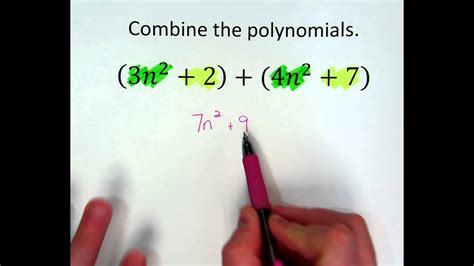 Combining Polynomials Adding And Subtracting Youtube