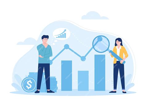 Premium Vector Man And Woman Work Together To Analyze Market