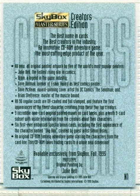 promo card prototype skybox master series creators edition n1