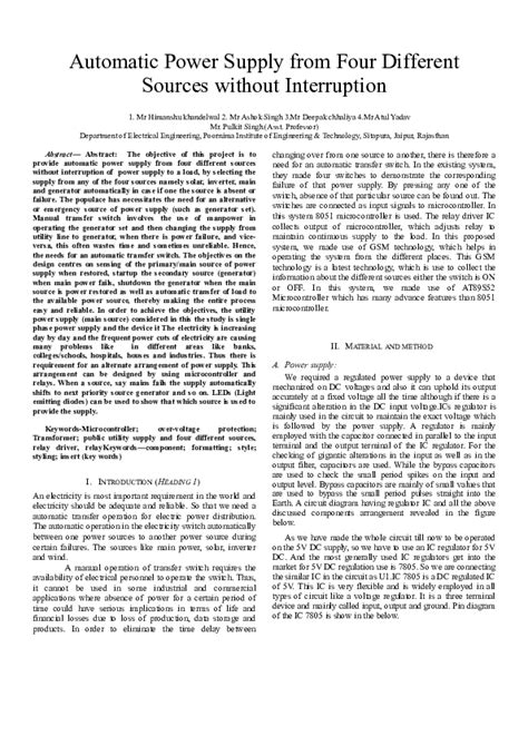 Doc Automatic Power Supply From Four Different Sources Without
