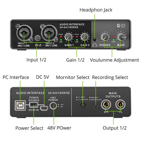 Prozor 2x2 Usb Audio Interface Mic Preamp 192khz M Grandado